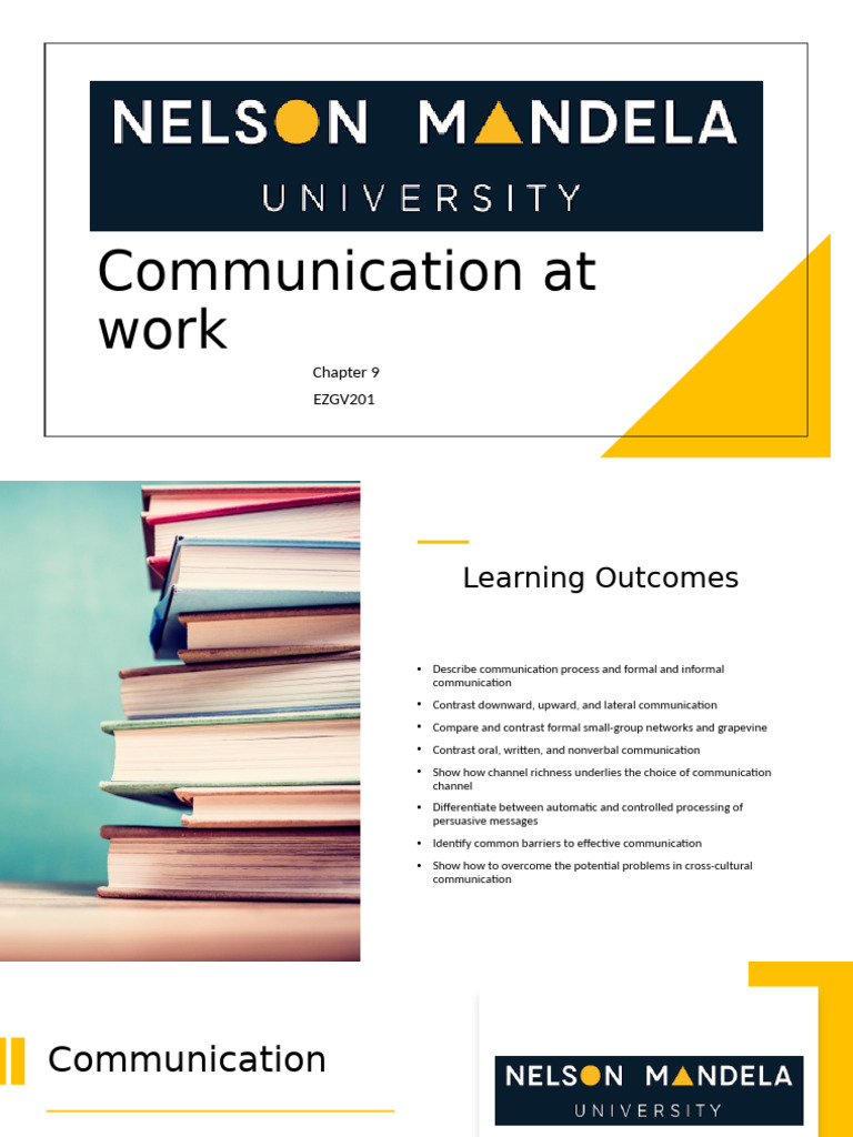 Chapter 9 Communication at Work | PDF | Communication | Nonverbal Communication