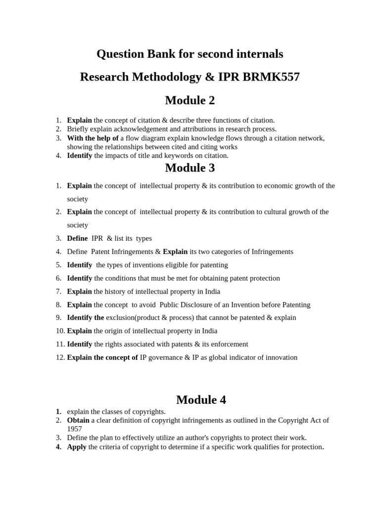 Internals 2 - BRMK557 - QUESTION BANK | PDF | Art