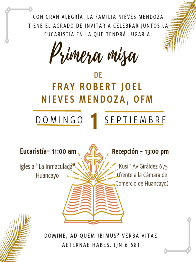Invitación A Primera Misa | PDF | Religión y espiritualidad