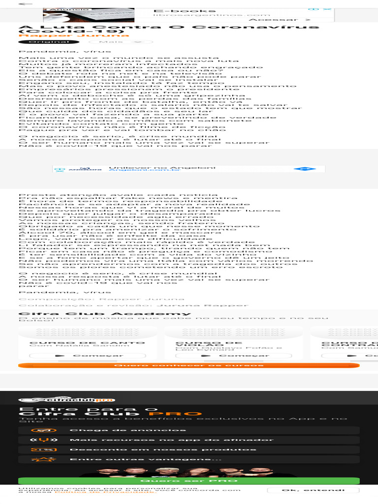 A Luta Contra O Coronavírus (Covid-19) (Letra Da Música) - Rapper Juruna - CIFRA CLUB | PDF ...