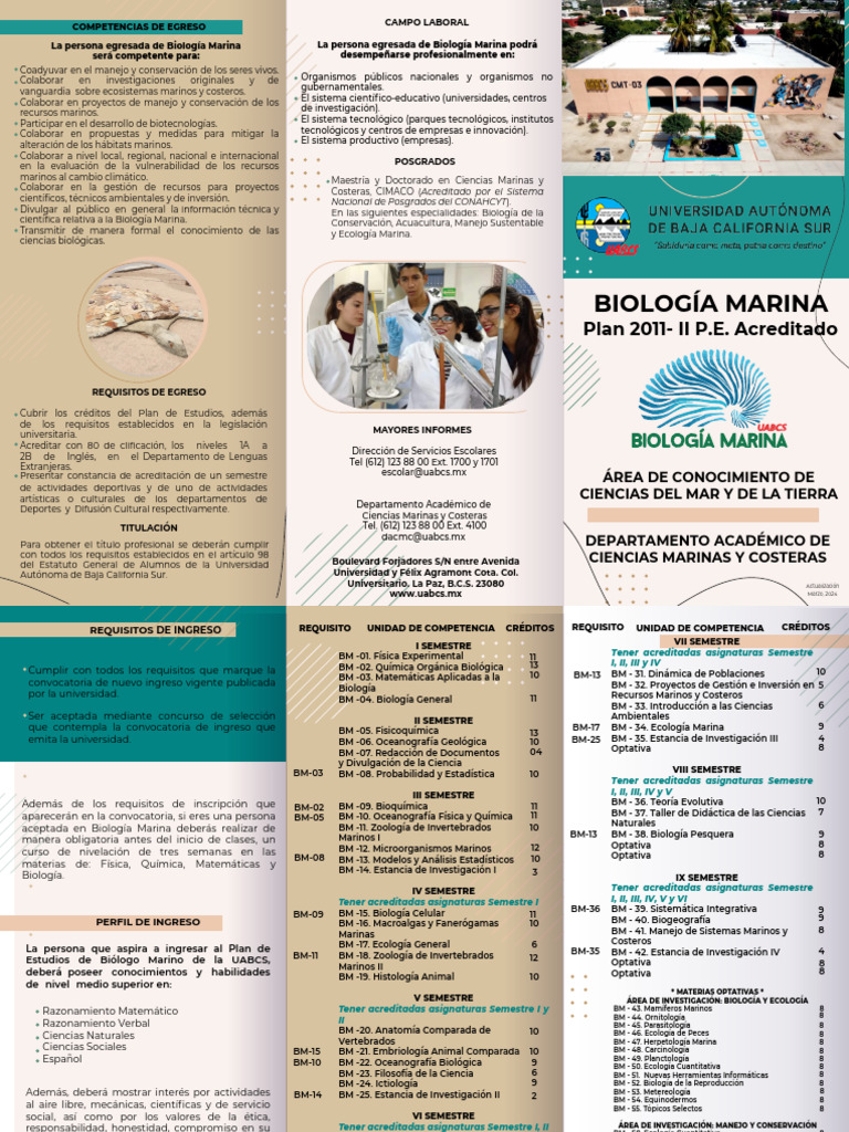 Tríptico Biología Marina | PDF | Biología | Ecología