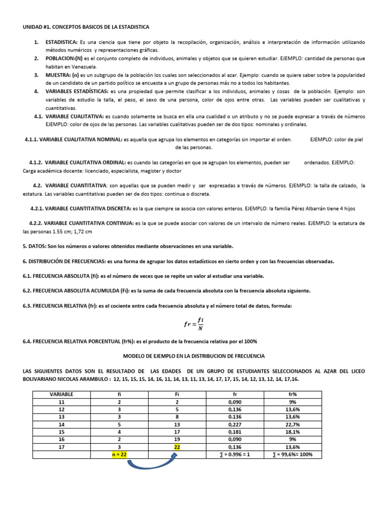 Unidad # 1. Quinto Año | PDF | Investigación cuantitativa | Estadísticas