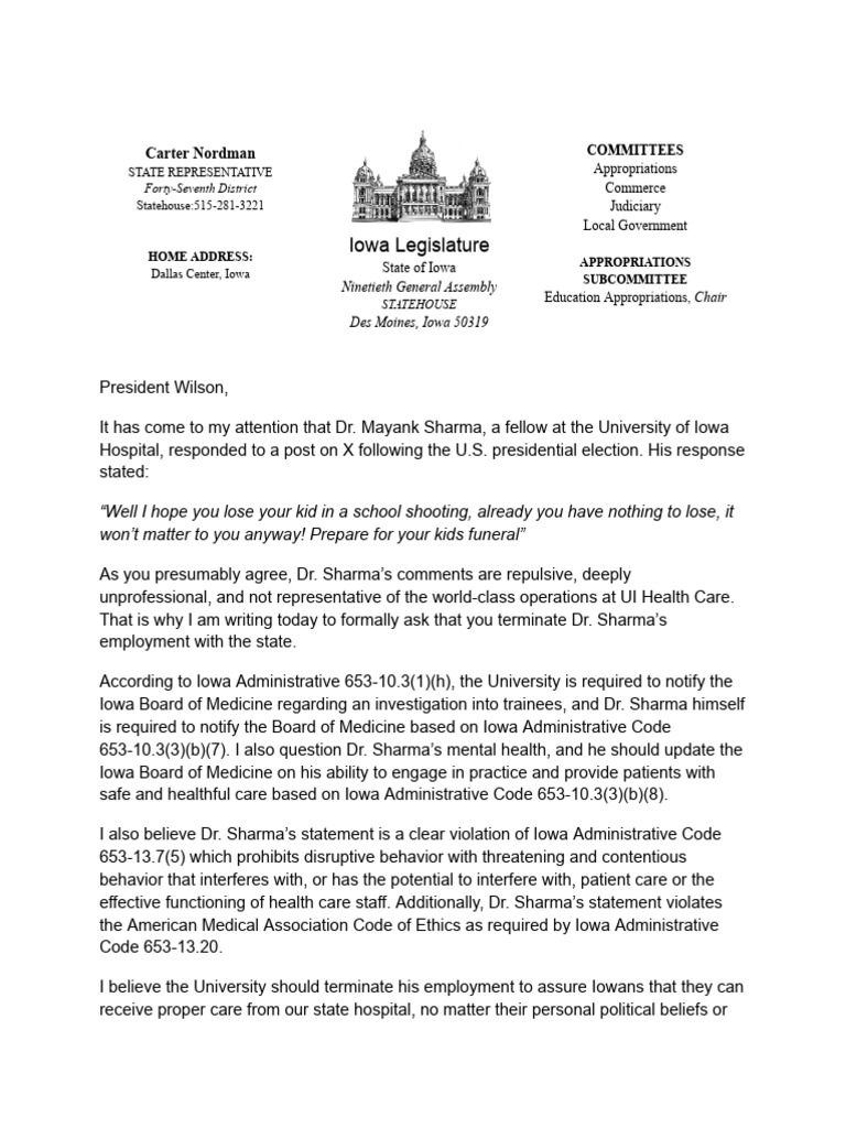 Letter To President Wilson | PDF | United States House Of Representatives