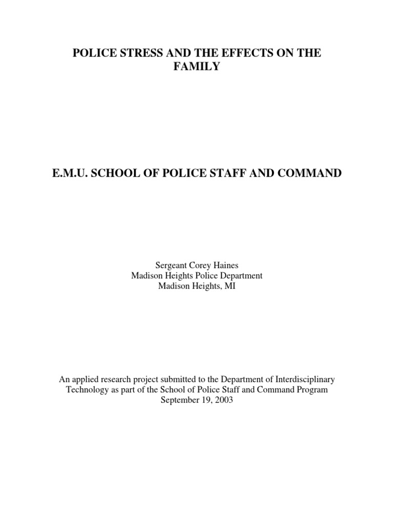 Police Stress and The Effects On The Family | PDF | Stress (Biology ...
