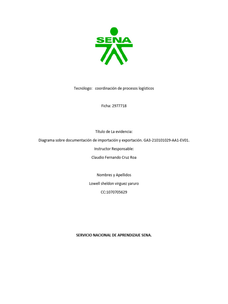 Diagrama Sobre Documentación de Importación y Exportación. GA3-210101029-AA1-EV01. | PDF ...