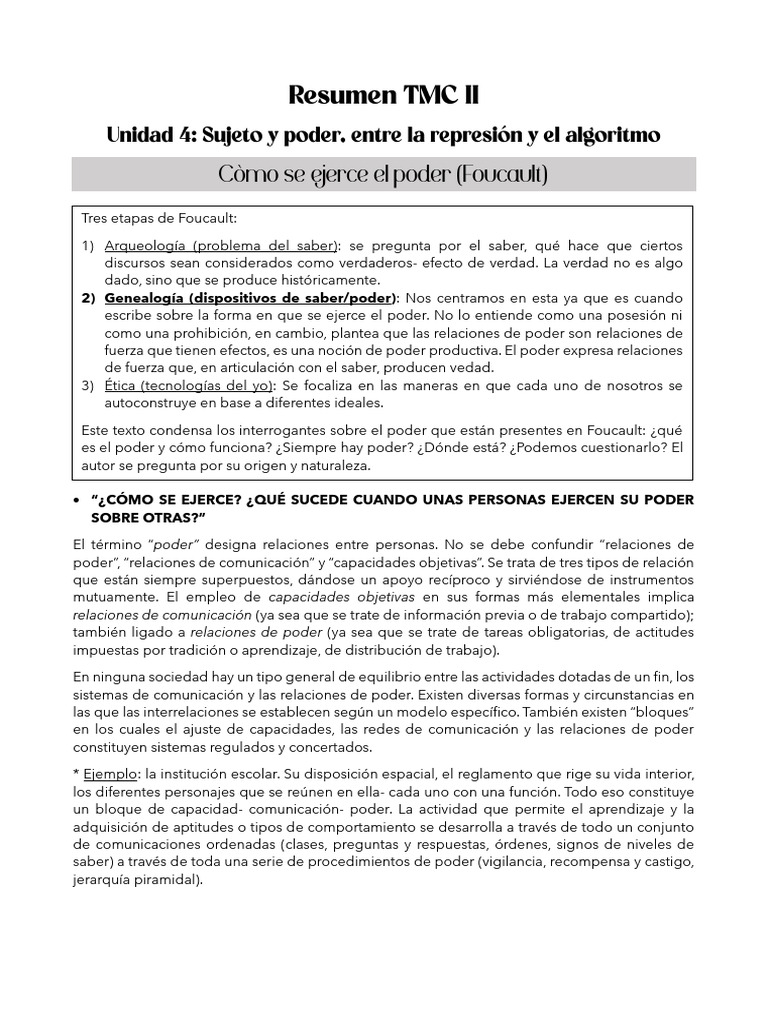 Resumen TMC II | PDF | Michel Foucault | Sociedad