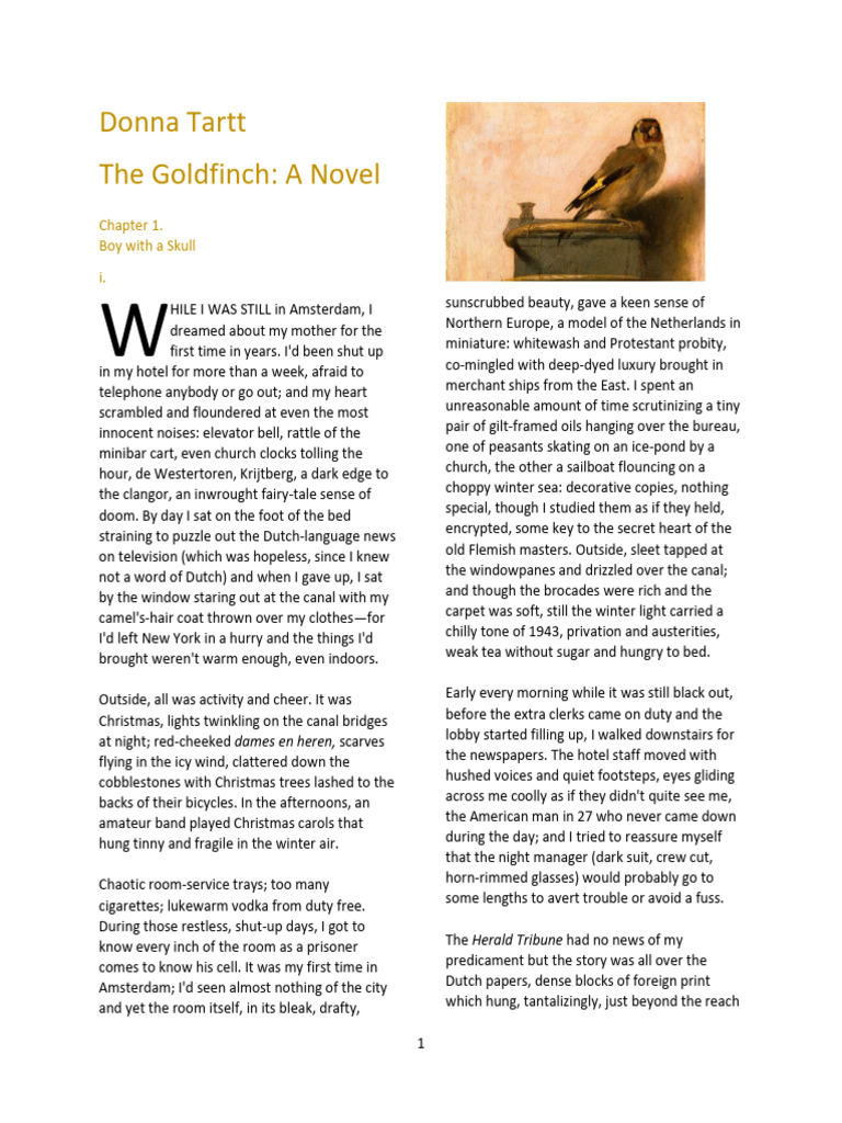 The Goldfinch: Chapter 1 Overview | PDF | Horse Gait