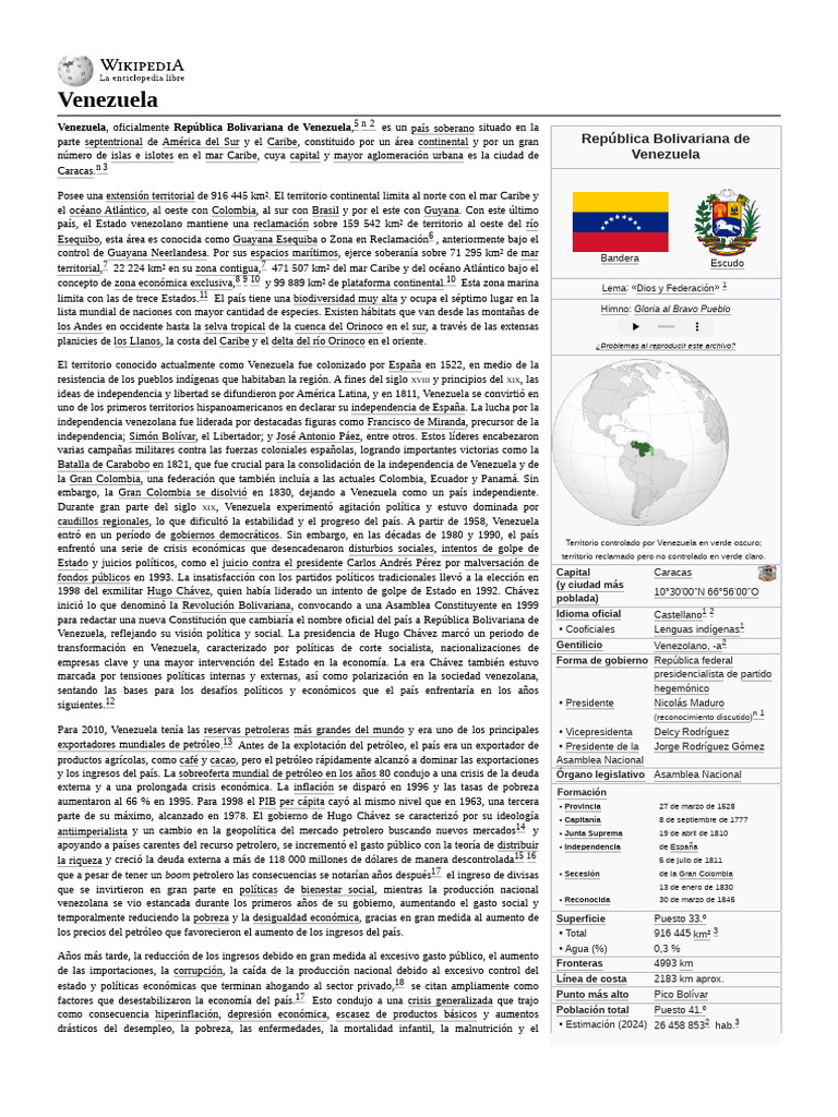 Historia y Crisis de Venezuela | PDF | Venezuela | Política de venezuela