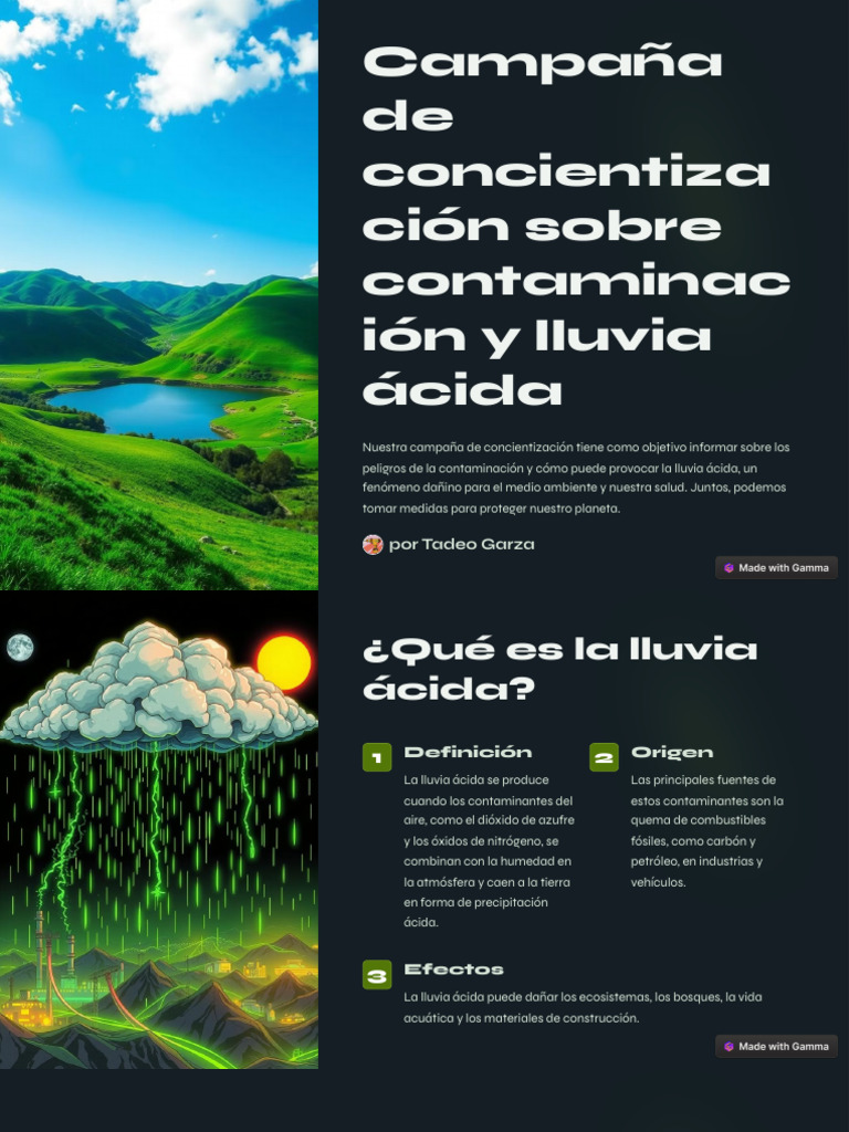 Conciencia sobre Lluvia Ácida y Contaminación | PDF | Contaminación ...