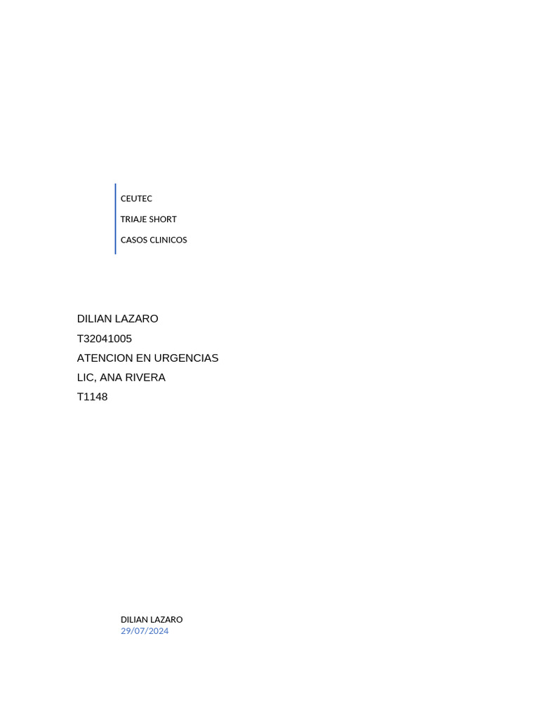 Actividad #1 Triage SHORT Comunitario | PDF | Medicina CLINICA ...