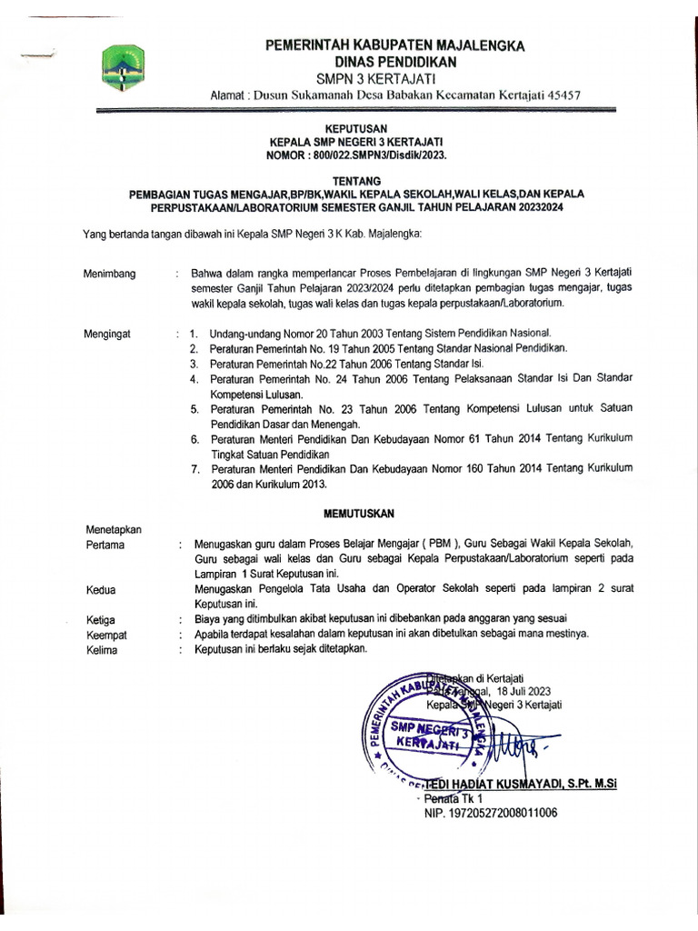 Program Perpustakaan SMP 3 Kertajati 2023/2024 | PDF