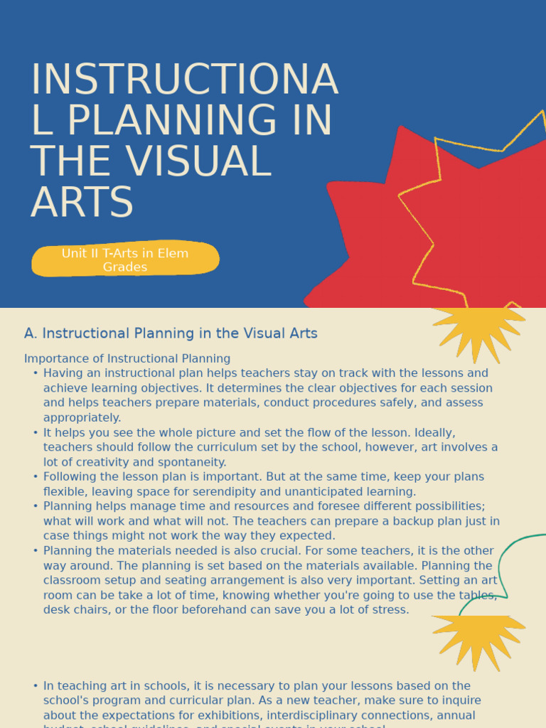 Instructional Planning in The Visual Arts | PDF | Teachers | Curriculum