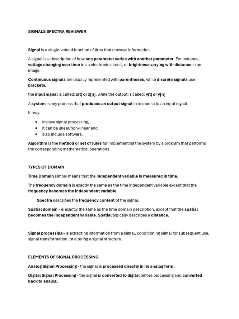 Signals and Spectra Overview | PDF | Digital Signal Processing ...