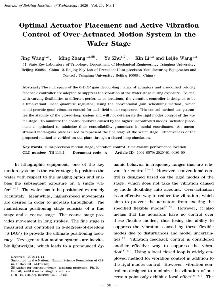 小论文 - Optimal Actuator Placement and Active Vibration Control of Over actuated Motion System in ...