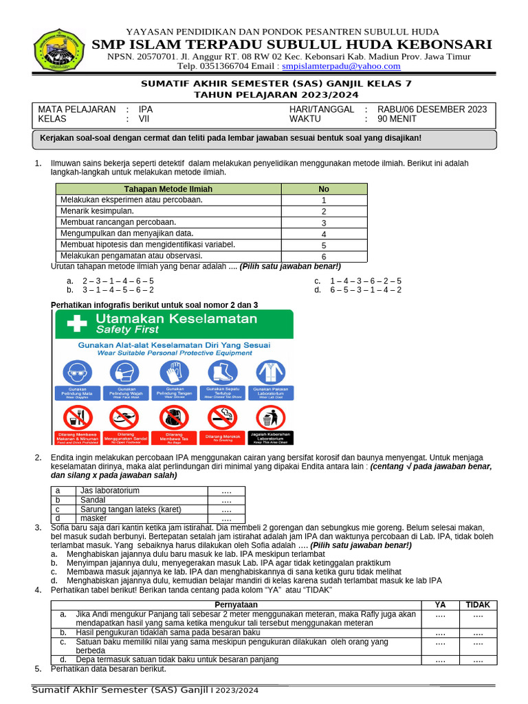 Fix IPA 7 - SOAL Revisi | PDF