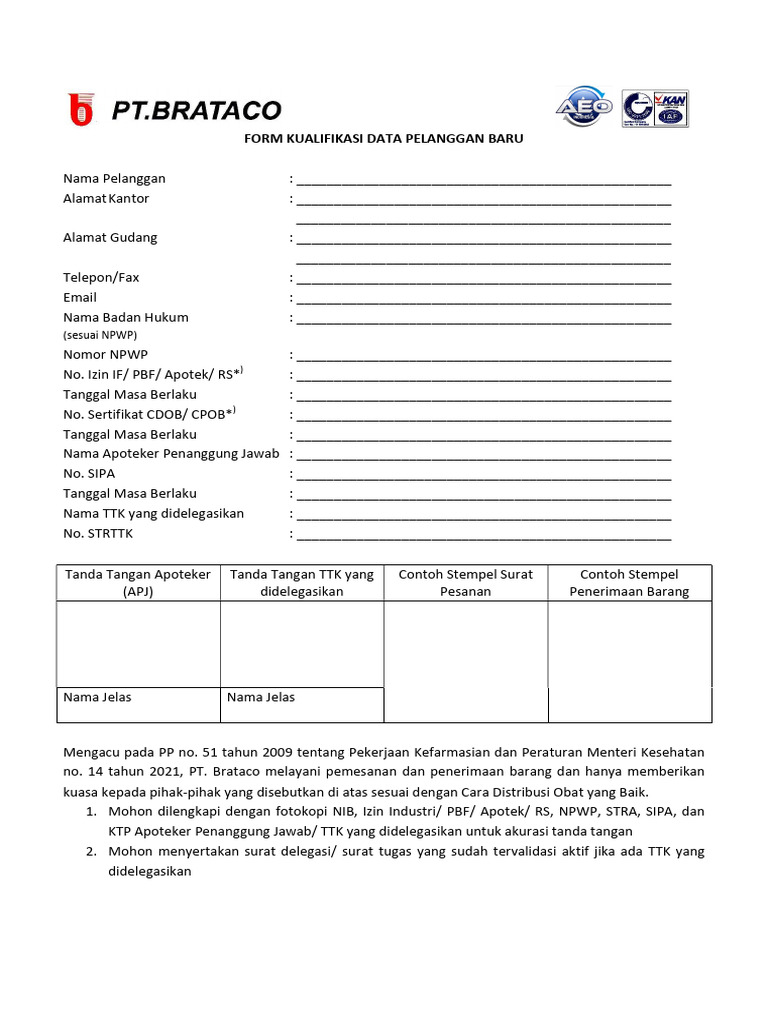 Formulir Kualifikasi Pelanggan PBF | PDF | Pengelolaan Keuangan & Uang