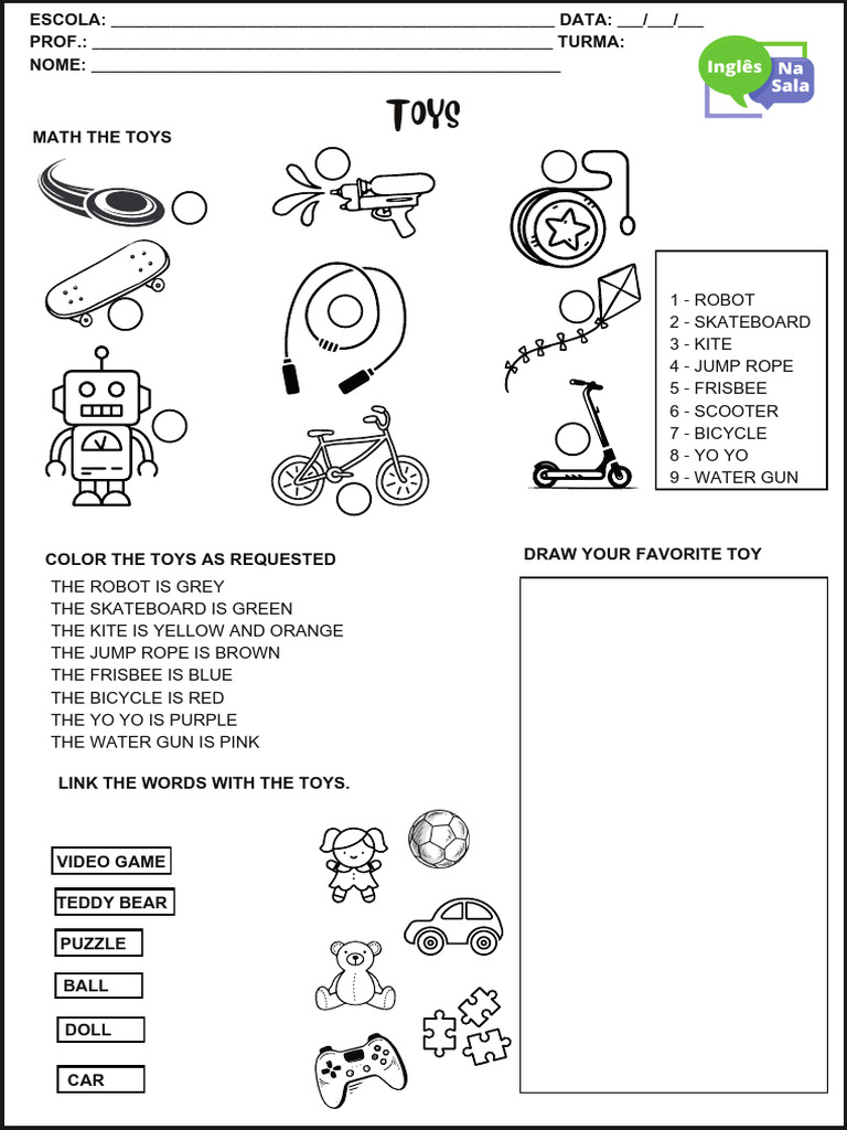 Fun Toy Matching and Coloring Activity | PDF
