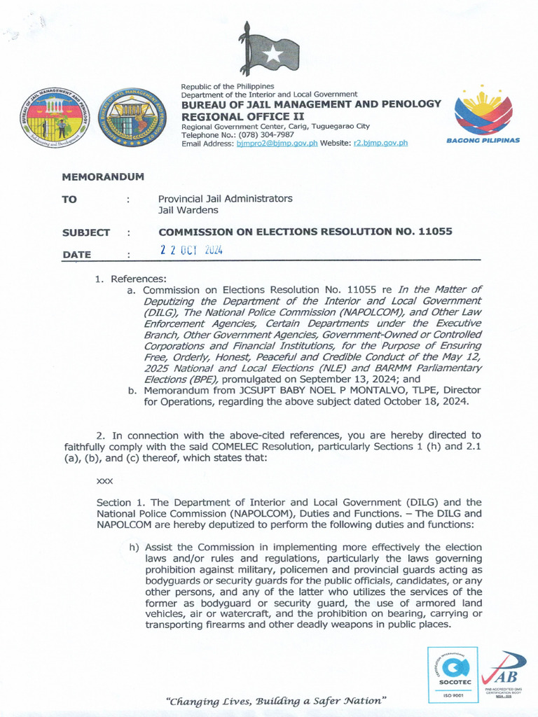 Commission On Elections Resolution No. 11055 | PDF