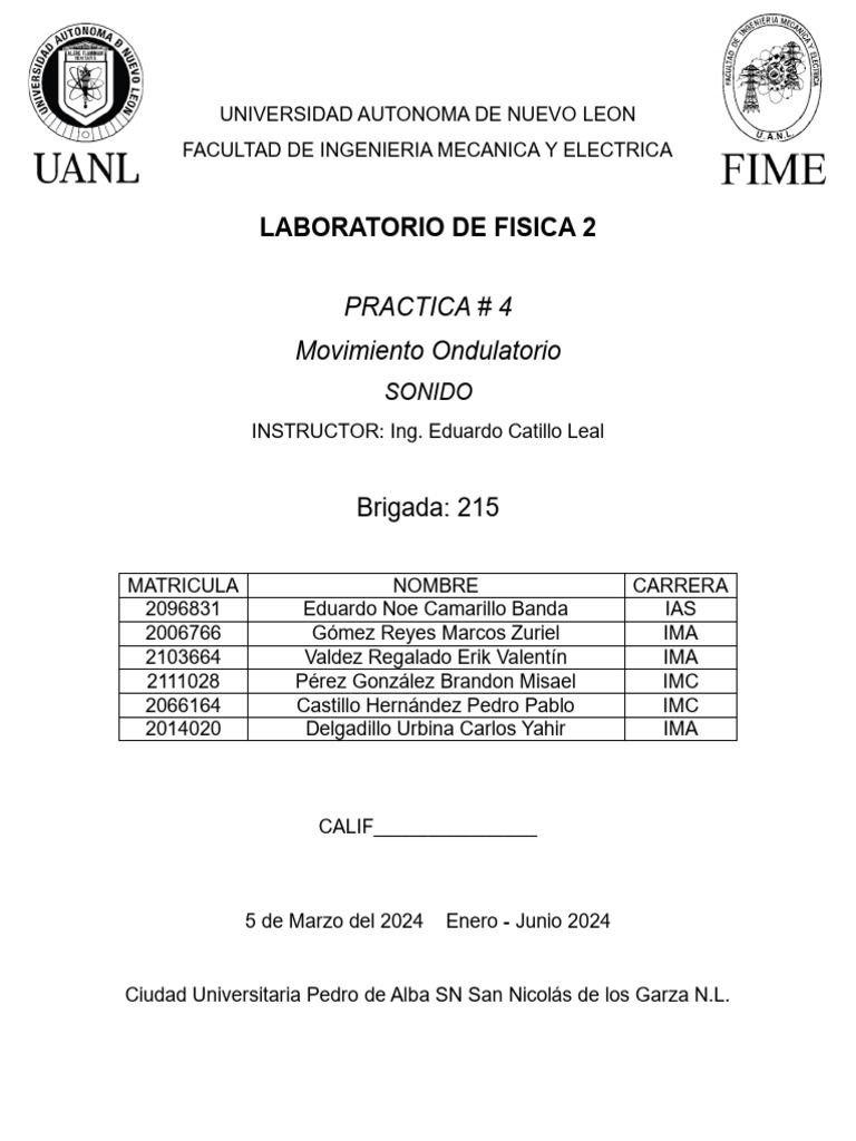 Lab de fisica 2 practica 4 | PDF | Sonido | Olas