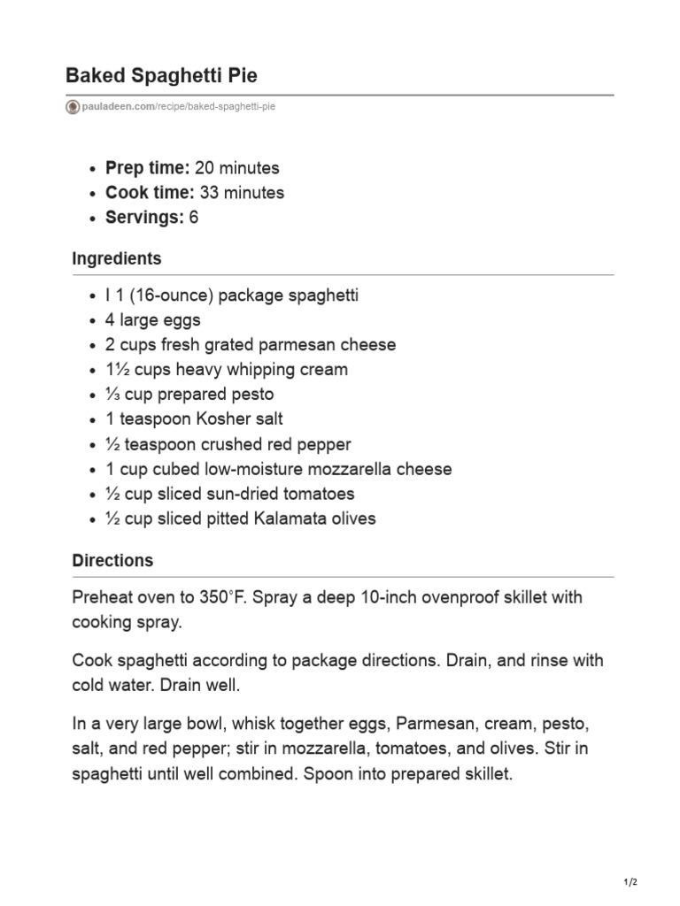 Baked Spaghetti Pie 3 | PDF