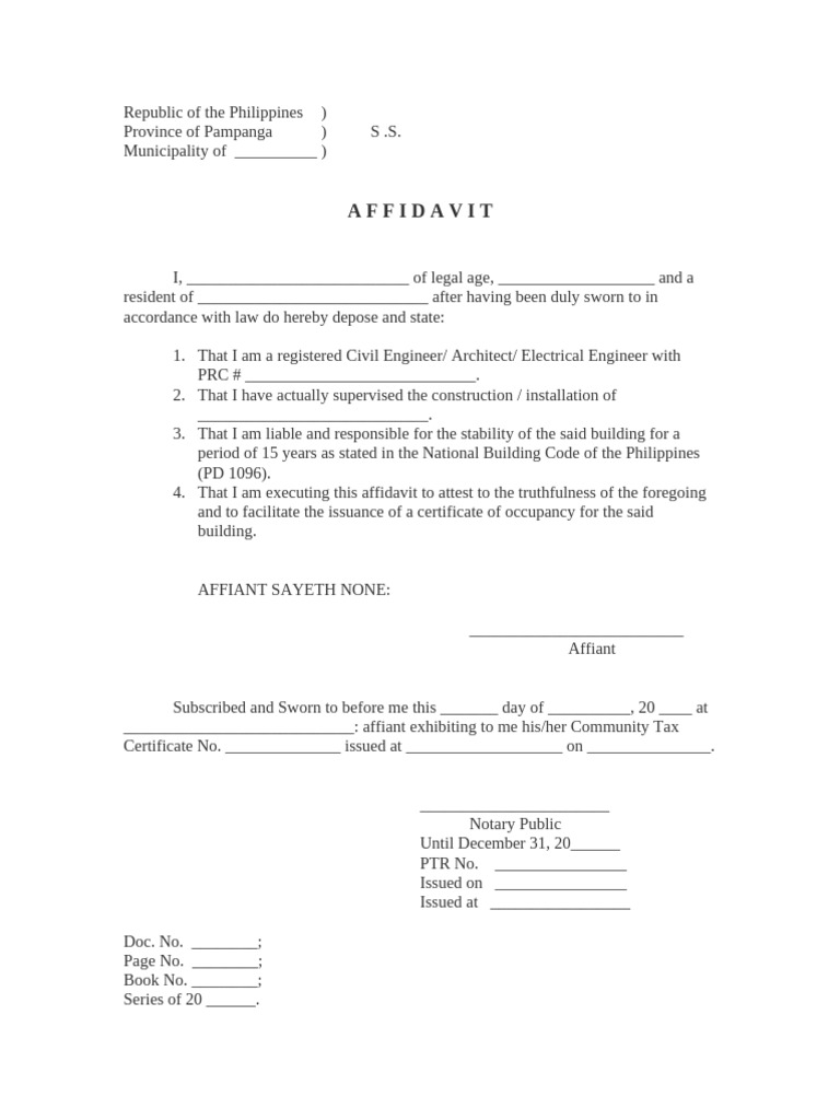 Affidavit For Change of Engineers & Architects | PDF | Finance & Money Management
