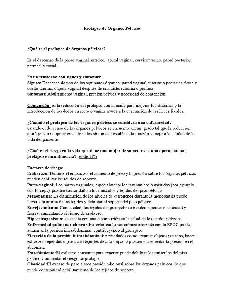 Prolapso Pélvico: Causas y Diagnóstico | PDF | Vagina | Parto