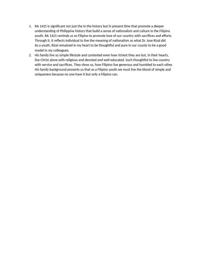 Understanding RA 1425 and Filipino Nationalism | PDF | Social Science
