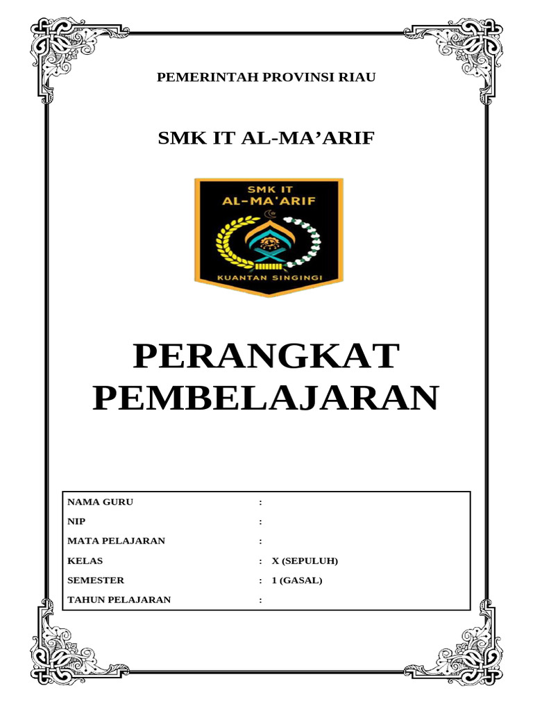 Contoh Cover Perangkat Pembelajaran | PDF