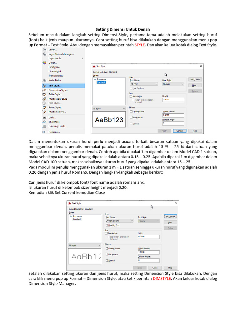 Setting Dimensi untuk Denah CAD | PDF