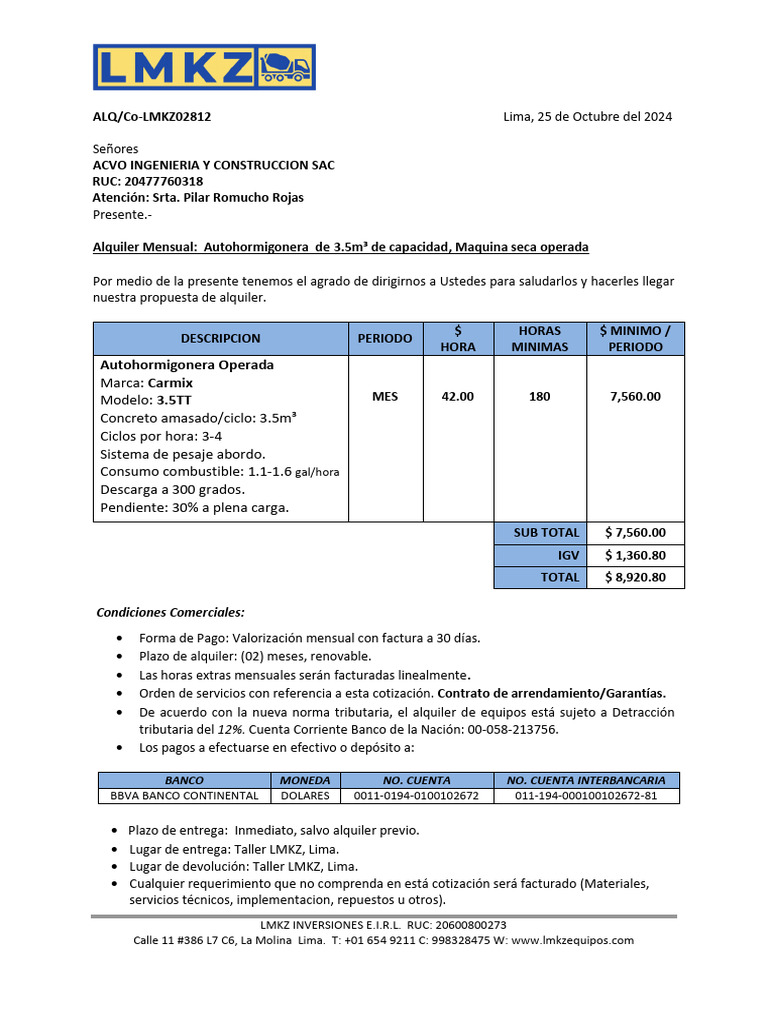 Cot2812 Carmix3.5tt Operada Acvo | PDF