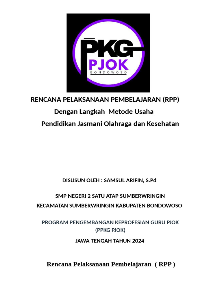RPP PJOK: Teknik Smash Bola Voli Kelas VII | PDF