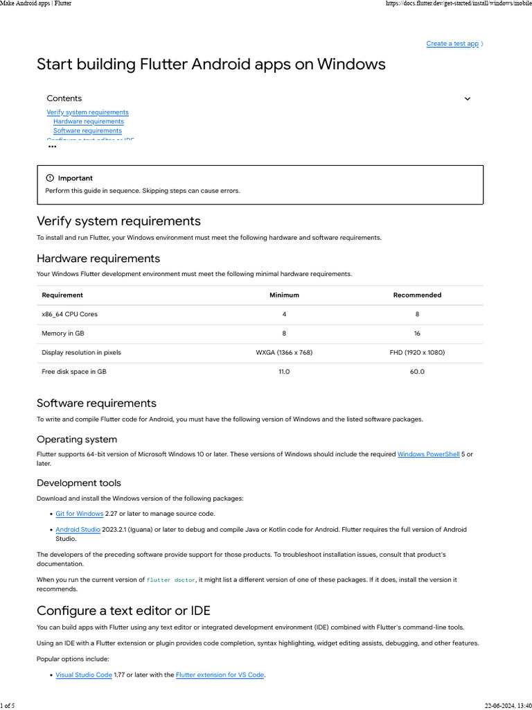 Flutter Install Instructions 1 | PDF | Android (Operating System) | Integrated Development ...