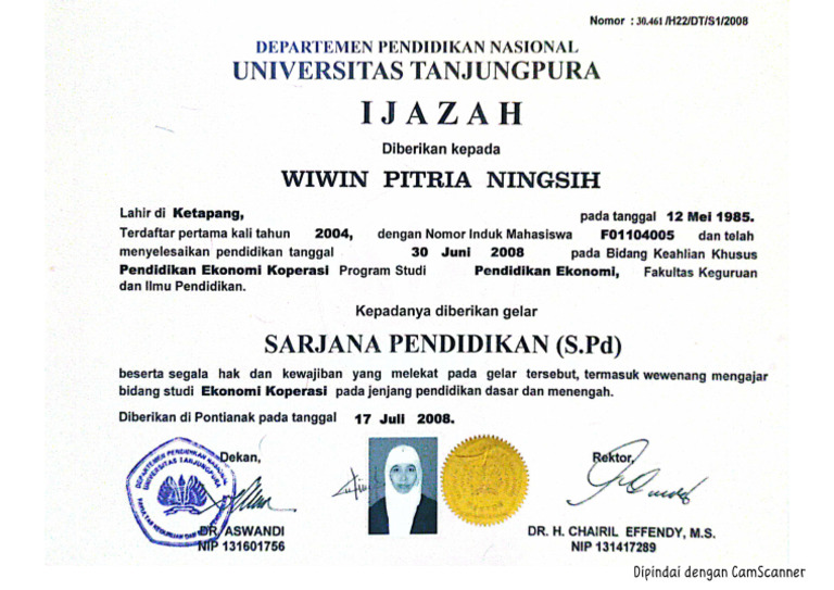 Ijazah Terakhir. Wiwin | PDF