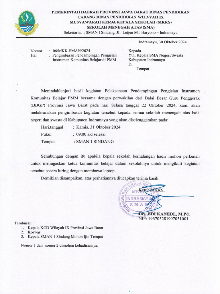 Surat Undangan MKKS | PDF