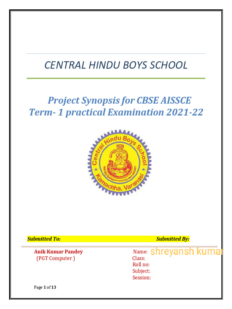 Updated Synopsis Shreyansh Kumar v2 | PDF | Software Development | Computing