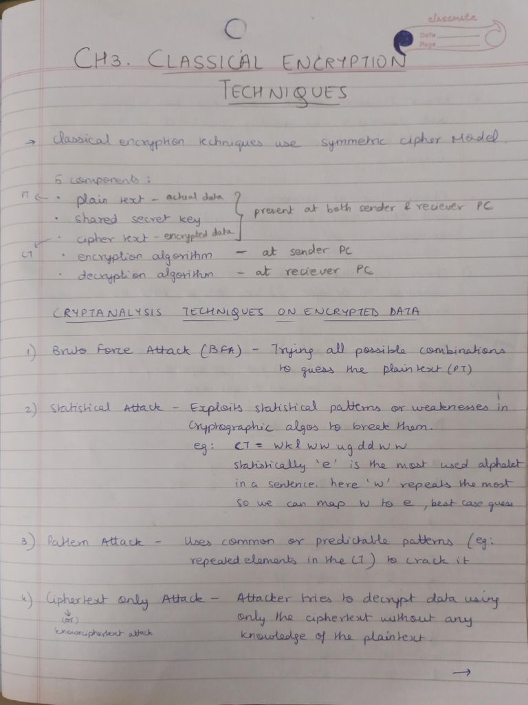 Ch.3 Classical Encryption Techniques | PDF