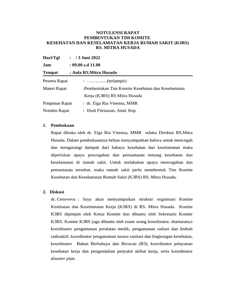 Notulensi Rapat Dan Materi | PDF