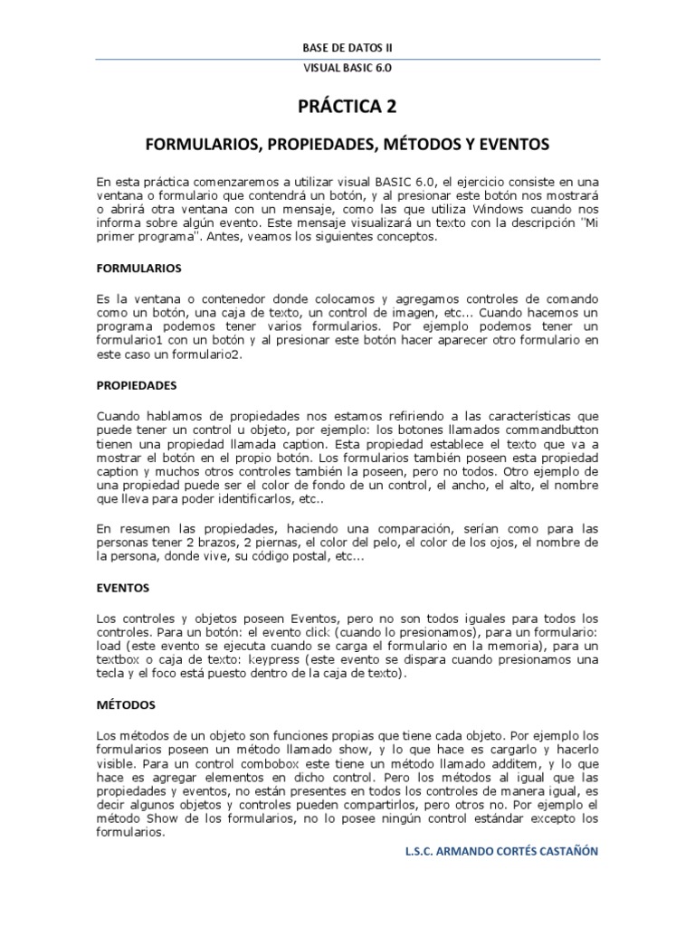 Ejemplo de eventos en Visual Basic 6.0 | PDF | Ventana (informática) | Básico