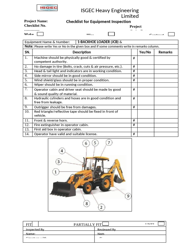 Form Check List Inspeksi Heavy Equipment | PDF | Grinding (Abrasive ...