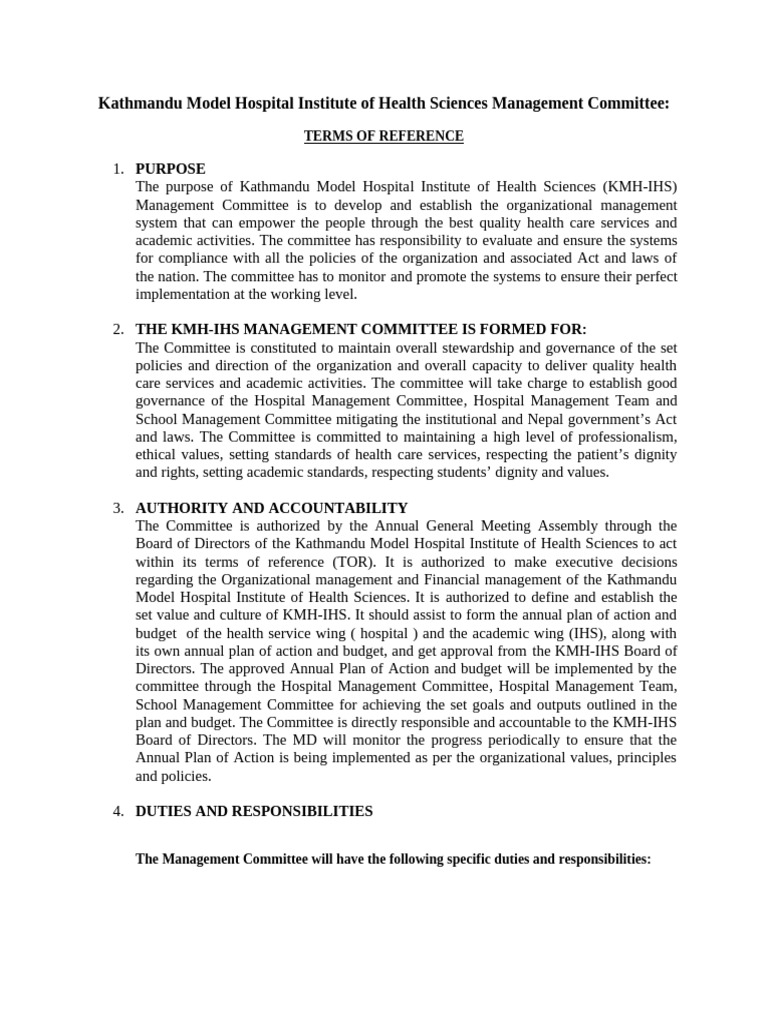 TOR Management Committee | PDF | Policy | Governance