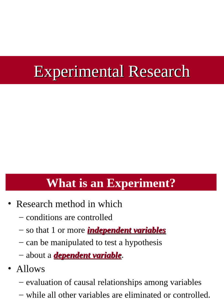 Experimental Research | PDF | Experiment | Validity (Statistics)