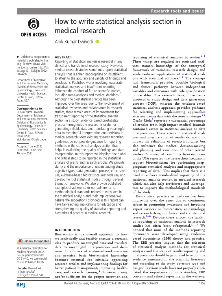 How To Write Statistical Analysis Section | PDF | Statistics | P Value