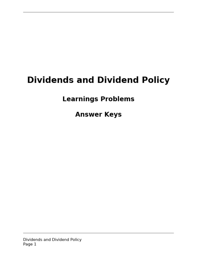 Answer Keys - Dividends and Dividend Policy | PDF | Dividend | Share ...