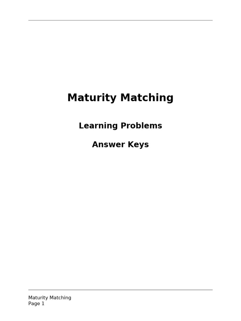 Answer Keys - Maturity Matching | PDF | Debt | Interest
