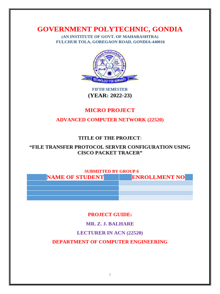 Ed ACN FINAL MICRO PROJECT Ok | PDF | File Transfer Protocol | Computer Network