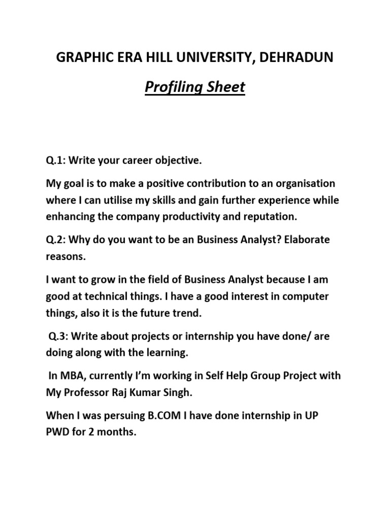 Profiling Sheet | PDF | Leadership | Communication