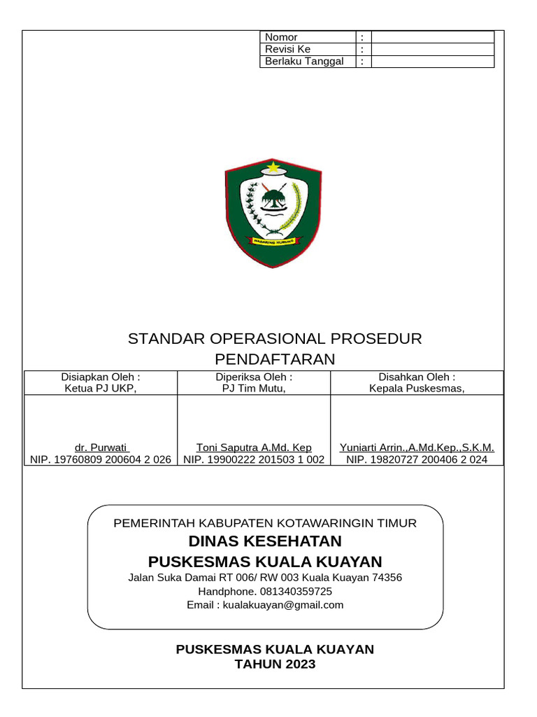 Cover SOP Kosong 2023 Fix Revisi | PDF