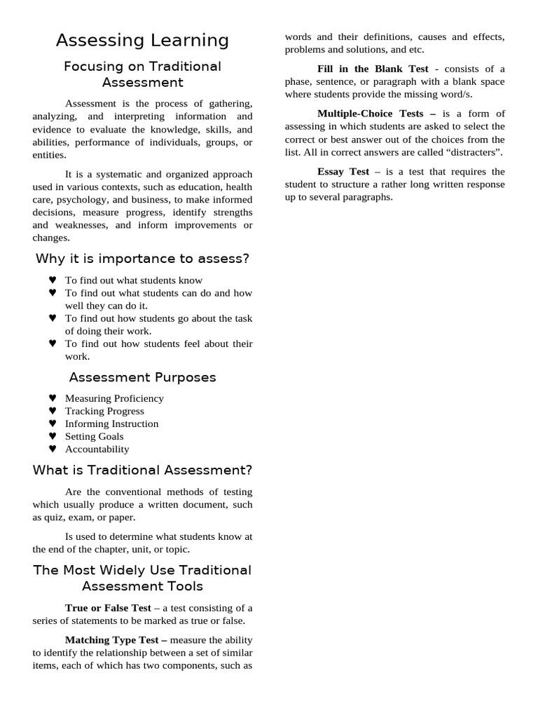 Assessing Learning | PDF