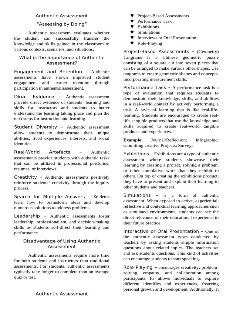 Authentic Assessment | PDF | Educational Assessment | Learning