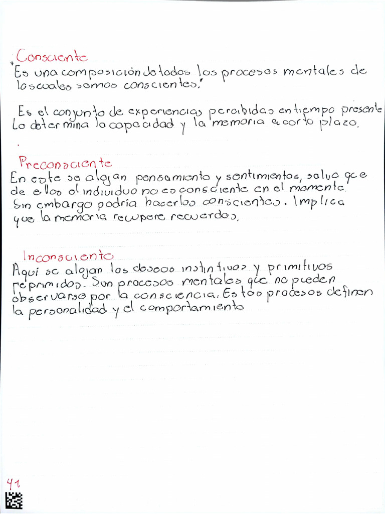 Teorías Consciente Preconsciente Inconsciente Línea Freud Arellano | PDF